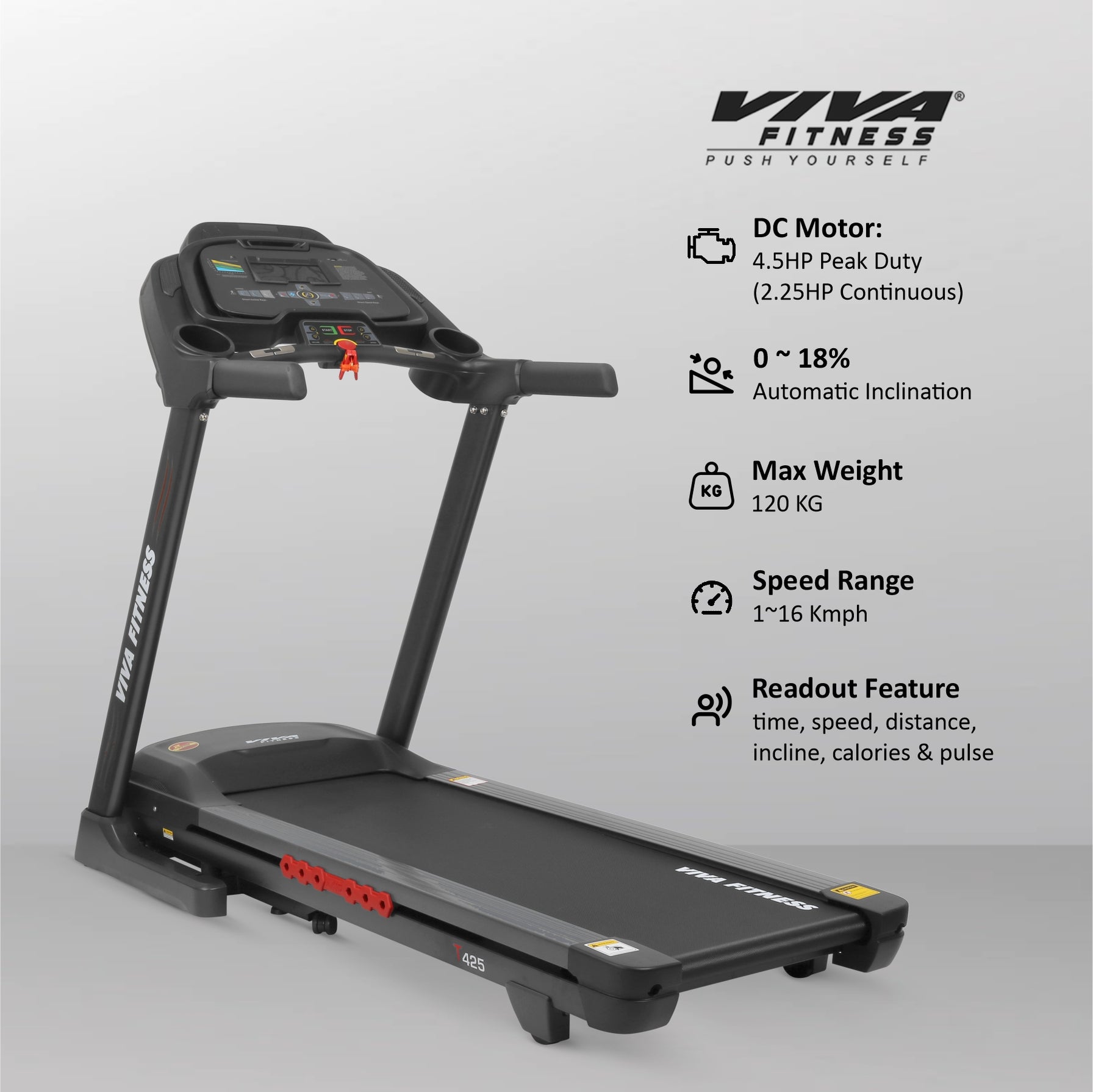Viva Fitness T-425 DC Motorized Treadmill | Viva-fitness-in